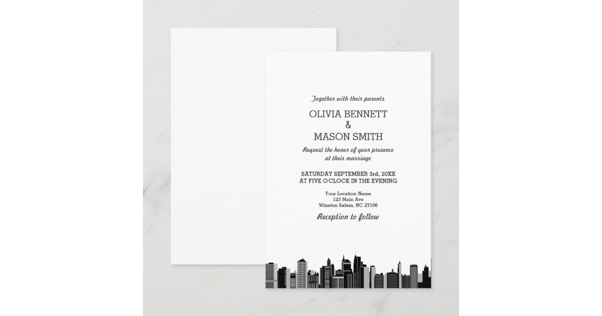 New York City Skyline Cityscape Wedding Invitation | Zazzle