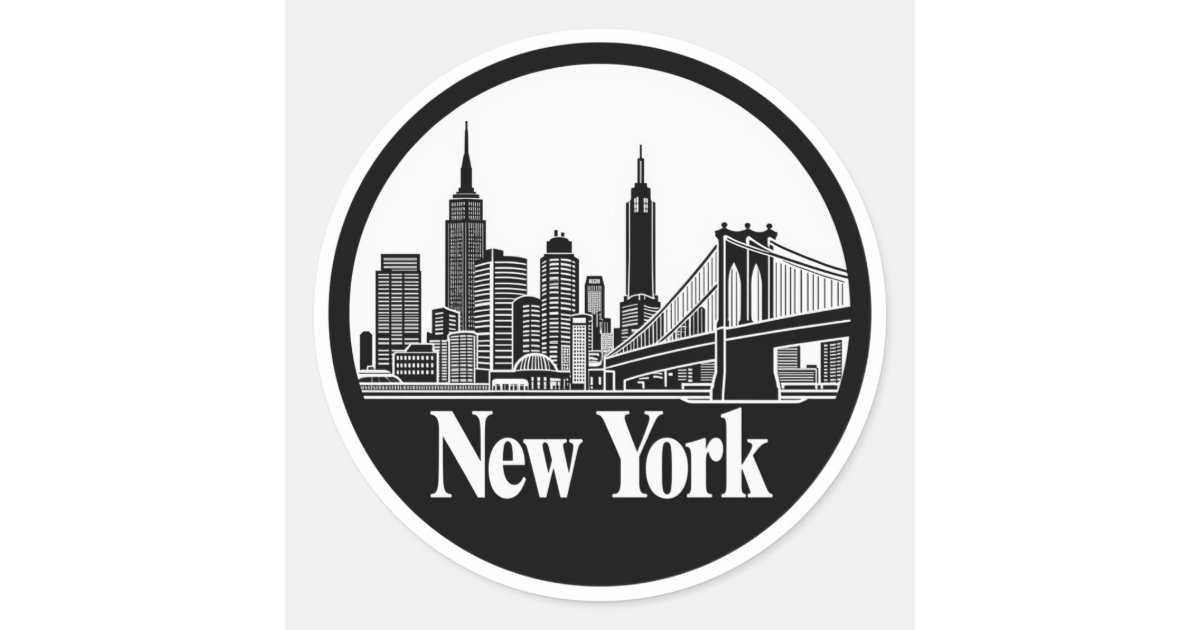 New York City Skyline Classic Round Sticker | Zazzle