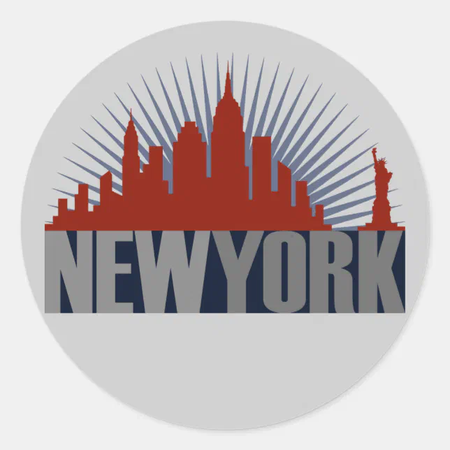 New York City Skyline Classic Round Sticker | Zazzle