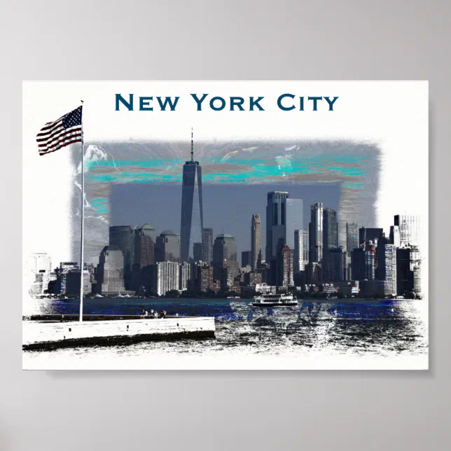 New York City Skyline Illustration Poster | Zazzle