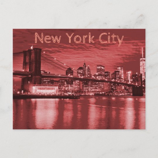 New York City Skyline Red Postcard | Zazzle.com