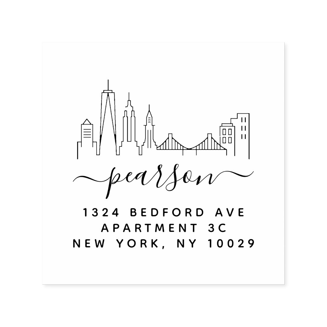 New York City Skyline Return Address Stamp | Zazzle