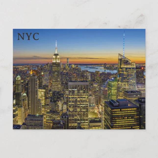 New York City Skyline Sunset Travel Photo Postcard | Zazzle