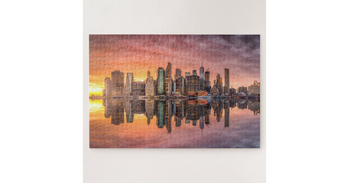 New York City Skyscrapers Skyline Sunset Travel Jigsaw Puzzle | Zazzle