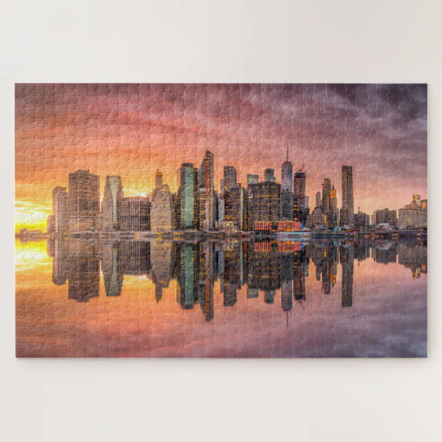 New York City Skyscrapers Skyline Sunset Travel Jigsaw Puzzle | Zazzle