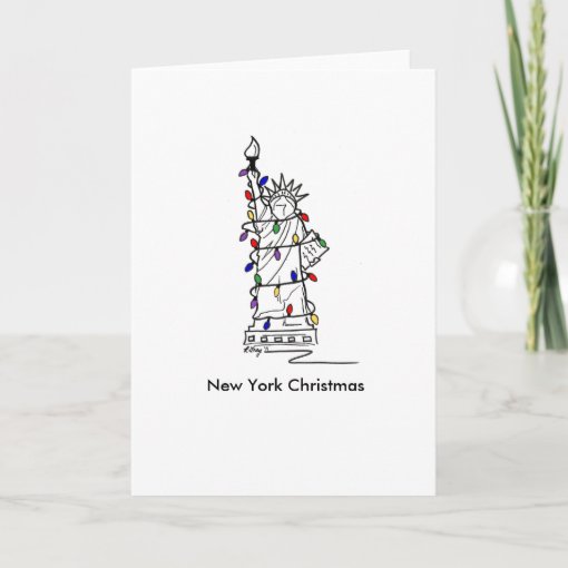 New York City Statue of Lady Liberty NYC Christmas Holiday Card | Zazzle