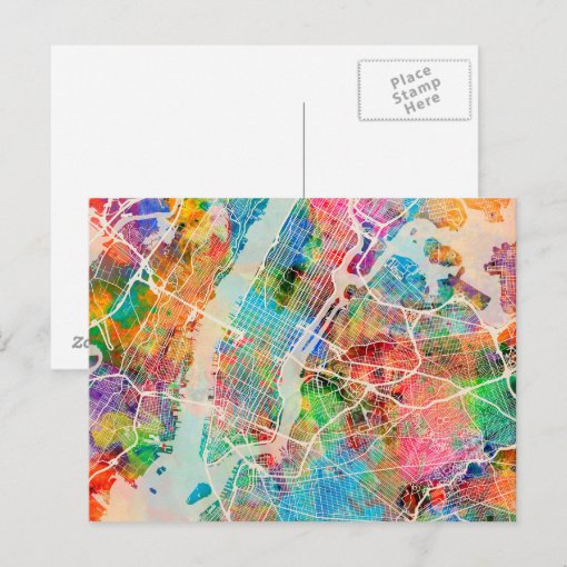 New York City Street Map Postcard | Zazzle