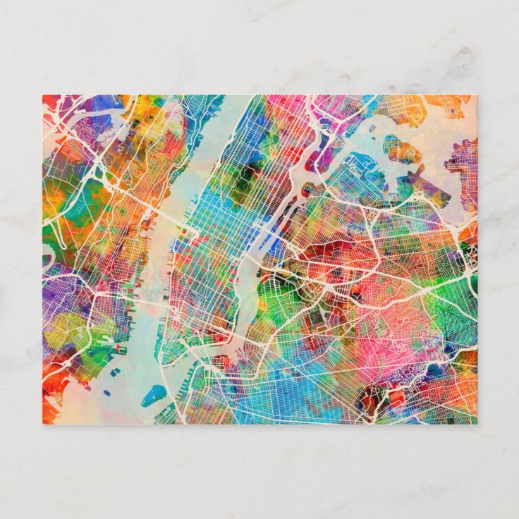 New York City Street Map Postcard | Zazzle