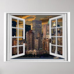 New York City View Fake Window Poster | Zazzle