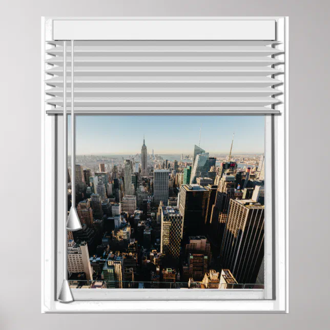 New York City View Fake Window With Blinds Poster | Zazzle