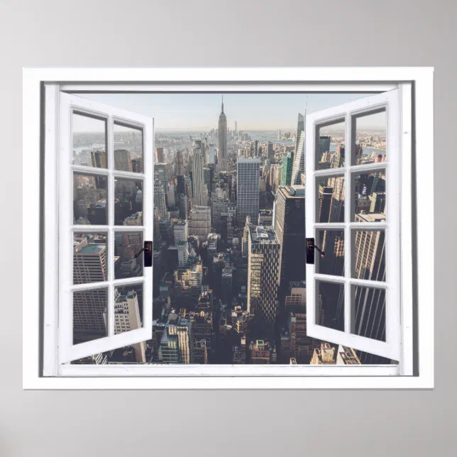 New York City View Faux Window Poster | Zazzle