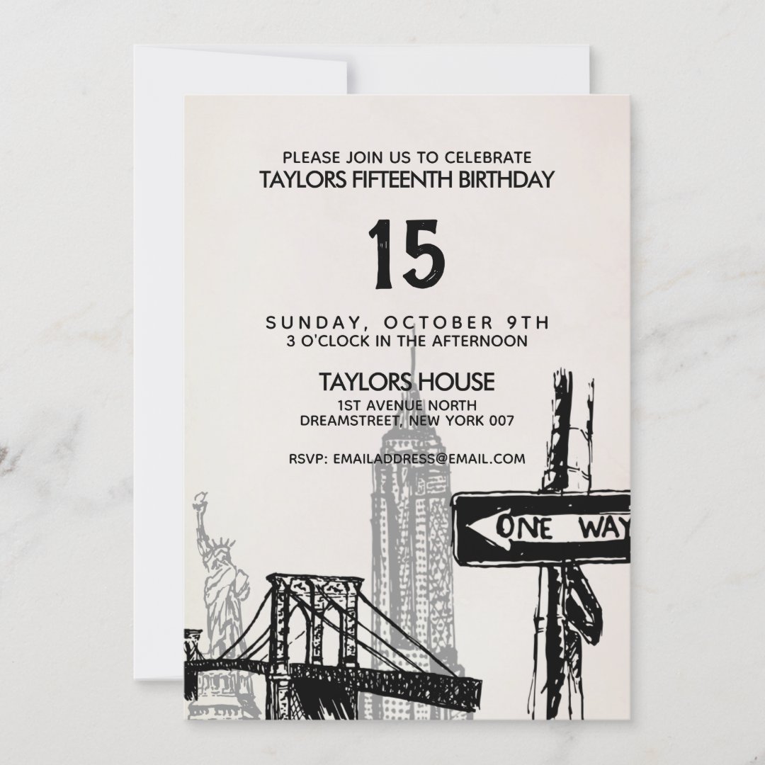 New York City Vintage Birthday Party Invitation | Zazzle