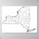 New York Counties Blank Outline Map Poster | Zazzle