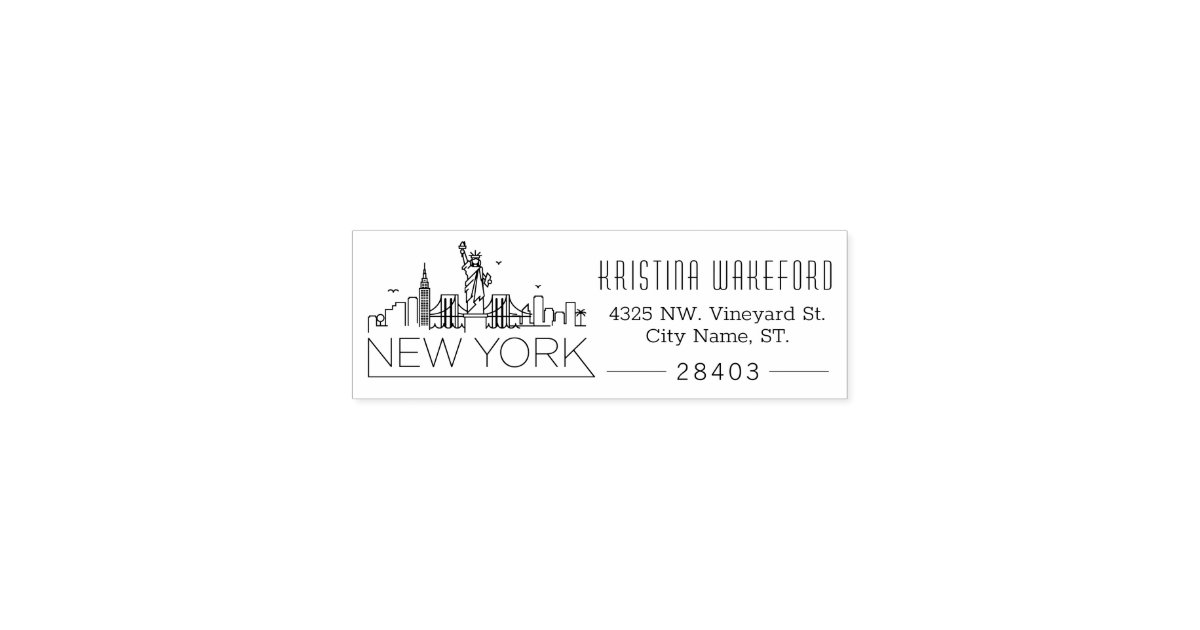 New York | Custom Address Self-inking Stamp | Zazzle