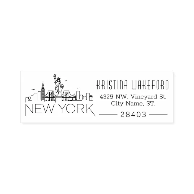 New York | Custom Address Self-inking Stamp | Zazzle