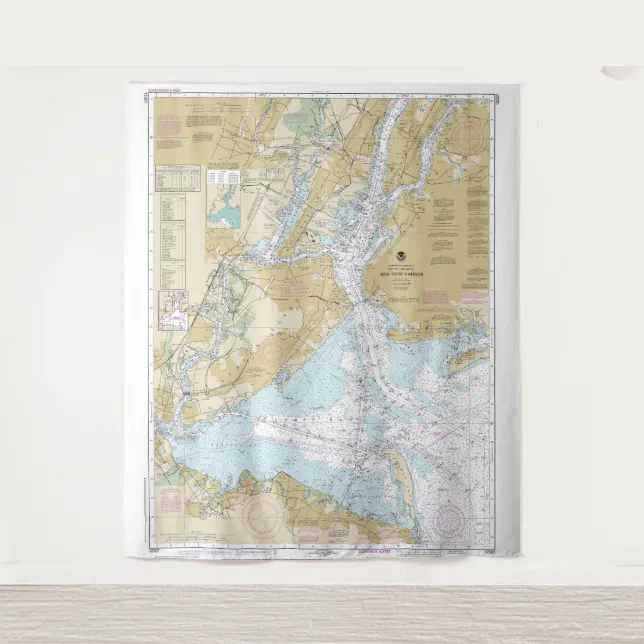 New York Harbor Nautical Chart 12327 Tapestry | Zazzle