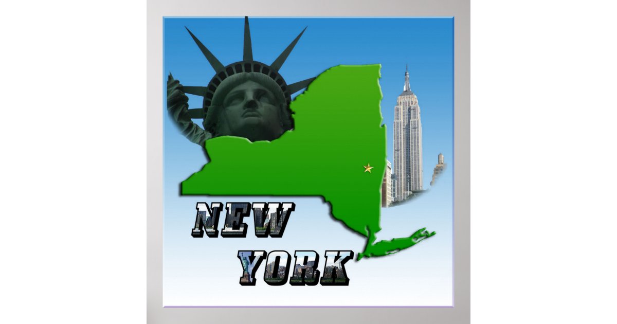 New York Map, Statue of Liberty, Monument Poster | Zazzle