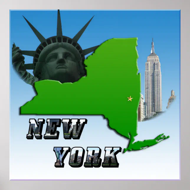 New York Map, Statue of Liberty, Monument Poster | Zazzle