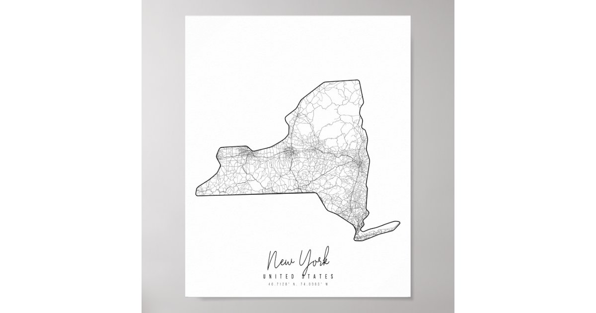 New York Minimal Street Map Poster | Zazzle