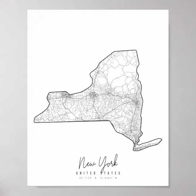 New York Minimal Street Map Poster | Zazzle