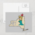 New York NY State Cartoon Map Statue Of Liberty Postcard | Zazzle