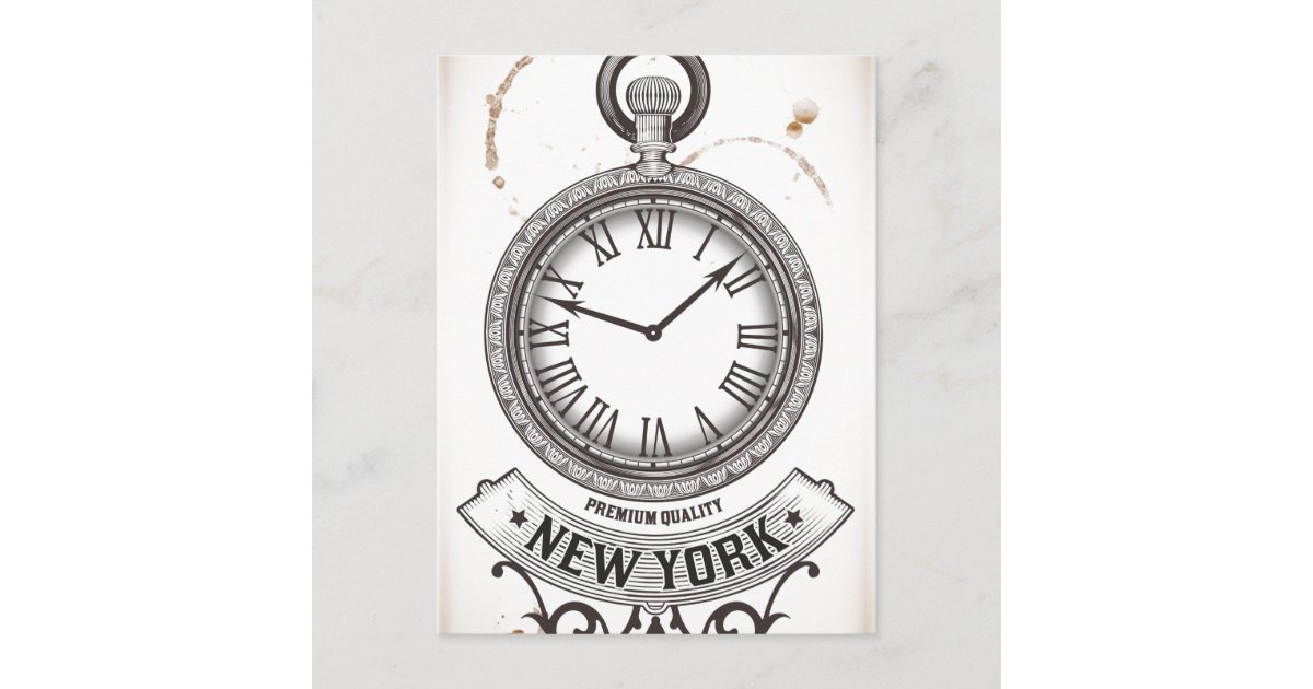 New York Pocket Watch Postcard | Zazzle