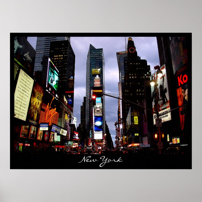 New York Poster Cityscape Times Square Night Print | Zazzle.com