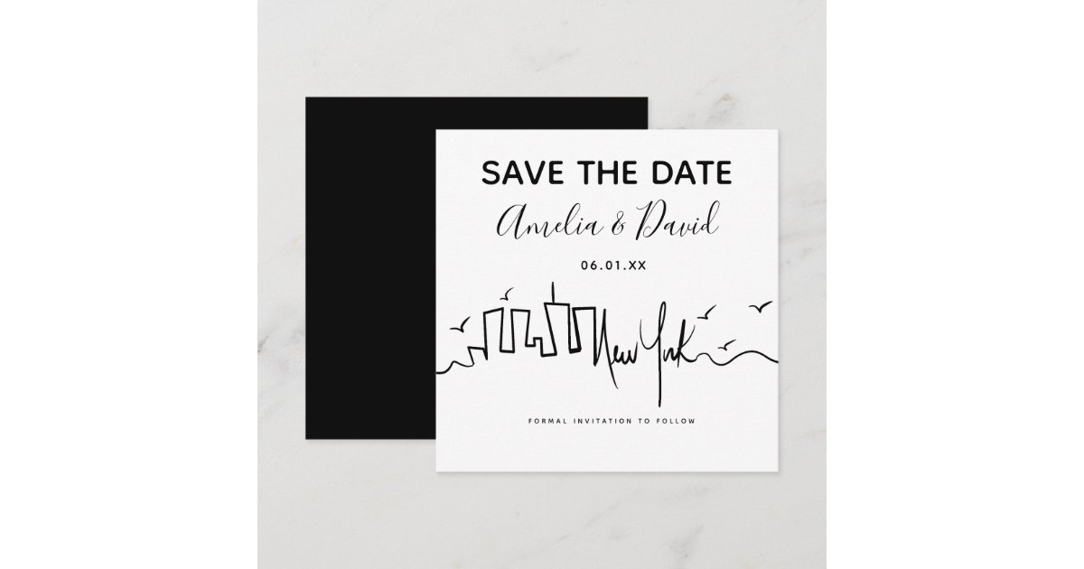 New York Script Drawing Save the Date | Zazzle