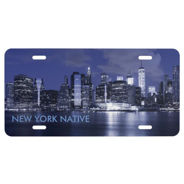 New York Skyline Bathed in Blue License Plate | Zazzle