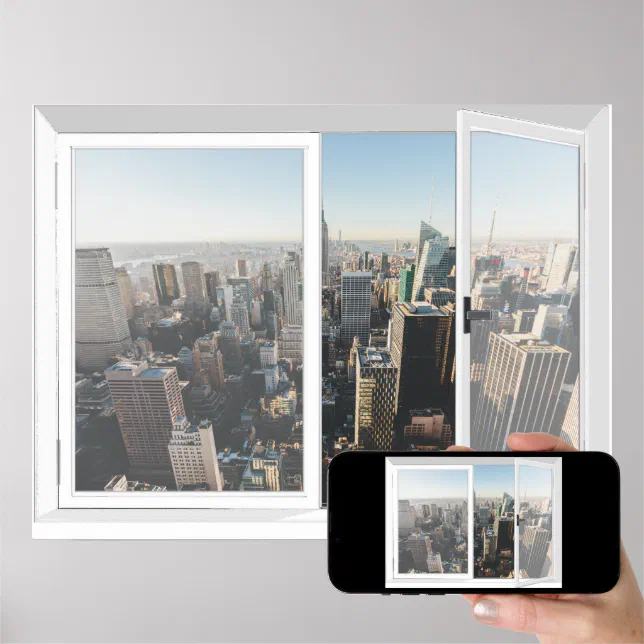 New York Skyline City View Fake Window Poster | Zazzle