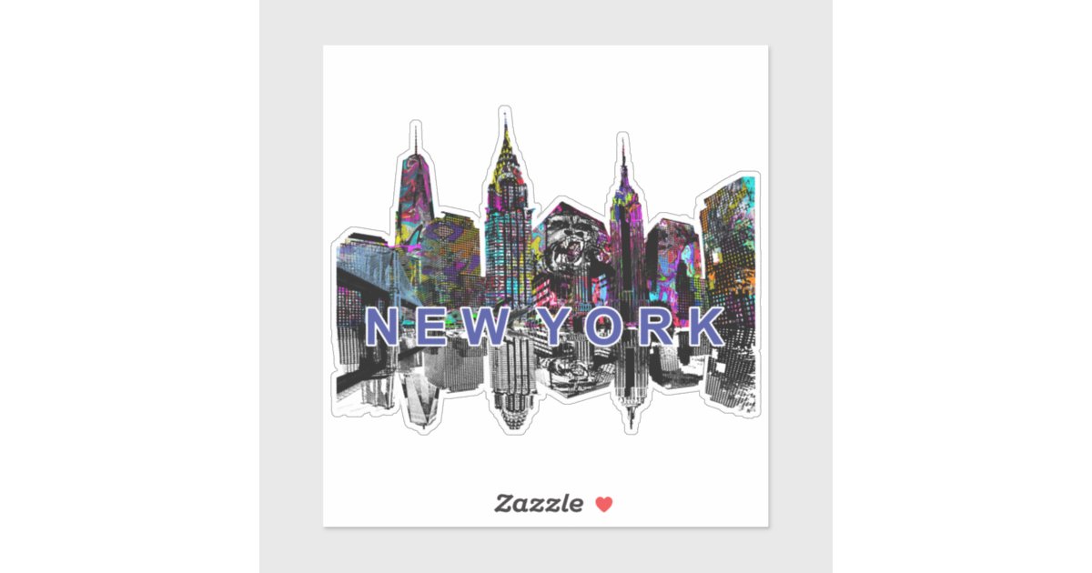 New York skyline in graffiti Sticker | Zazzle