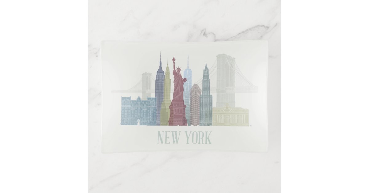 New York Skyline Trinket Tray | Zazzle