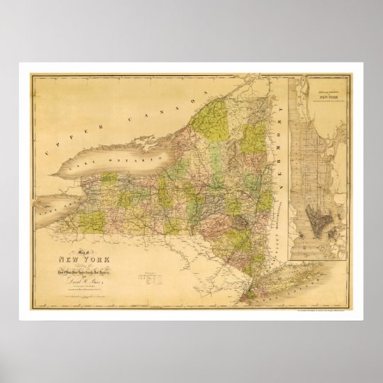 New York State Early Map 1839 Poster | Zazzle.com