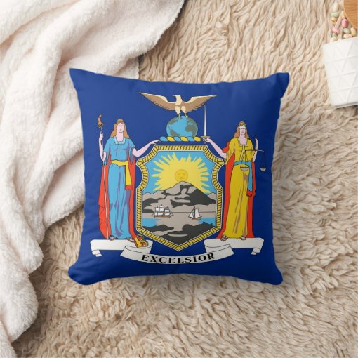 New York State Flag American MoJo Pillow | Zazzle