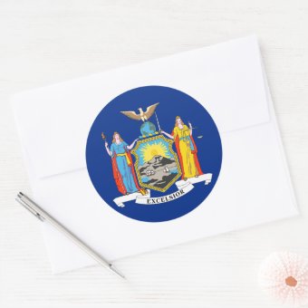 New York State Flag Classic Round Sticker | Zazzle