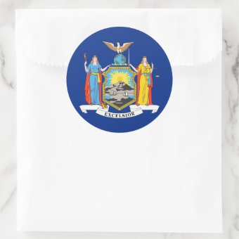New York State Flag Classic Round Sticker | Zazzle