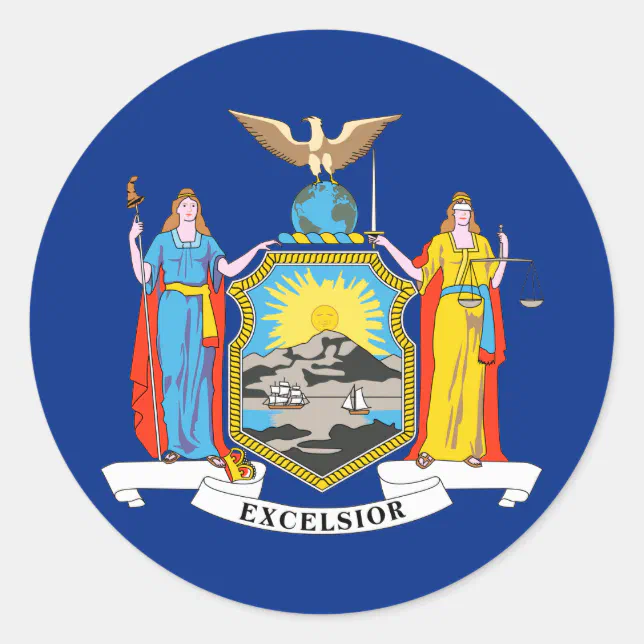 New York State Flag Classic Round Sticker | Zazzle