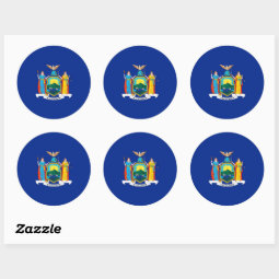 New York State Flag Design Classic Round Sticker | Zazzle