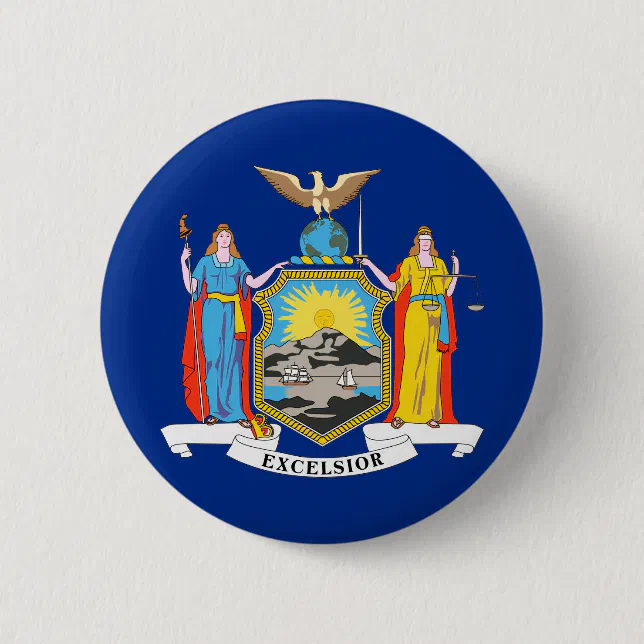 New York State Flag Pinback Button | Zazzle