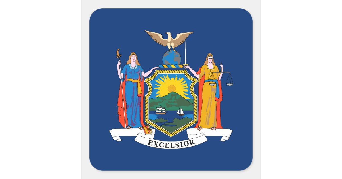 New York State Flag Square Sticker | Zazzle