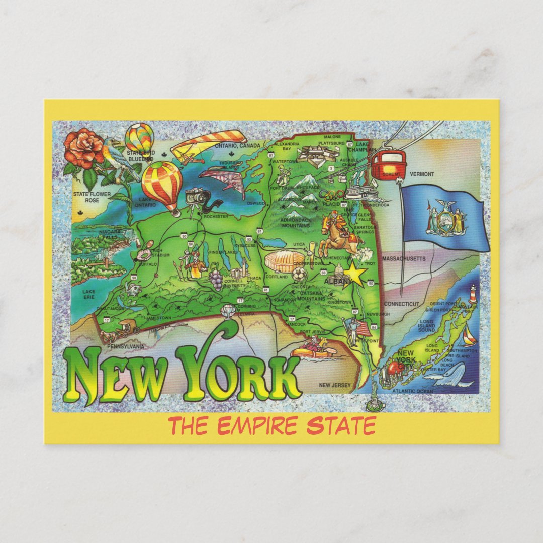 New York State Map Postcard | Zazzle