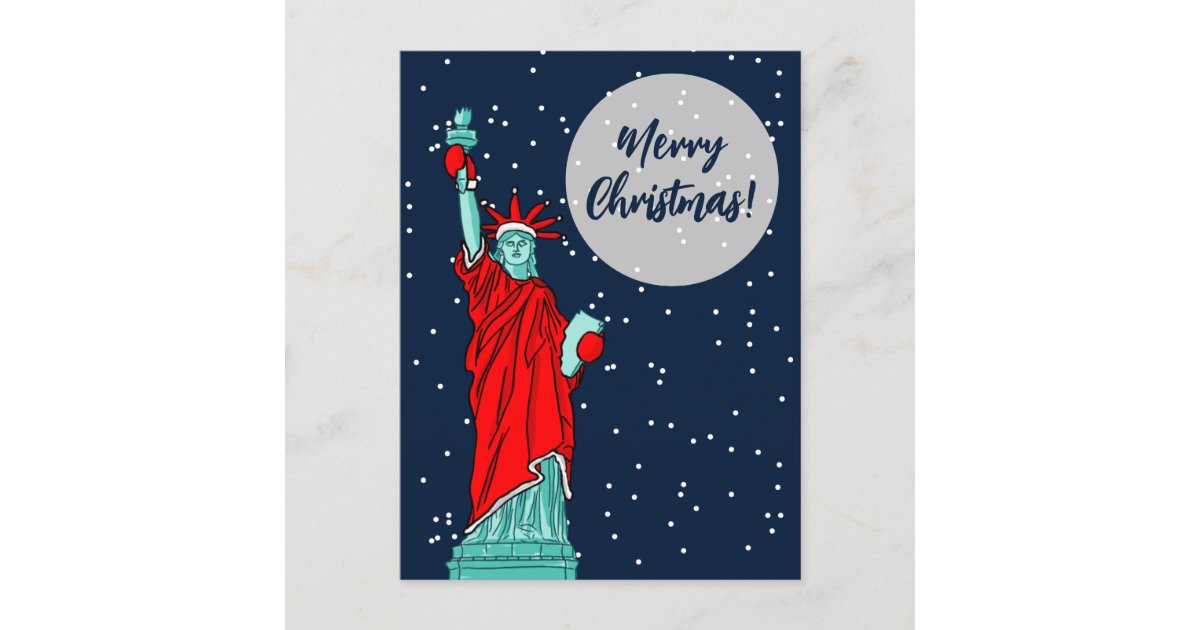 New York Statue of liberty Christmas winter Postcard | Zazzle