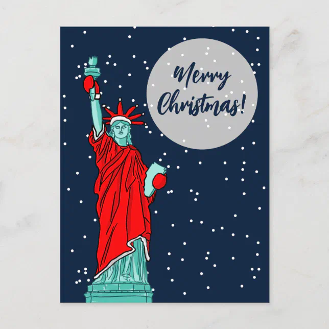 New York Statue of liberty Christmas winter Postcard | Zazzle