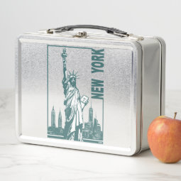 New York-Statue of Liberty Metal Lunch Box | Zazzle