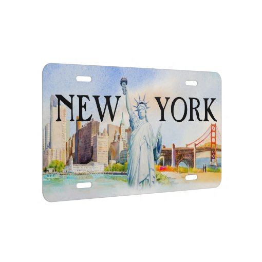 New York Statue of Liberty with City Scape License Plate | Zazzle