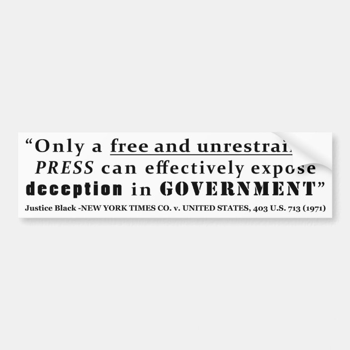 New York Times Co v United States 403 us 713 1971 Bumper Sticker ...