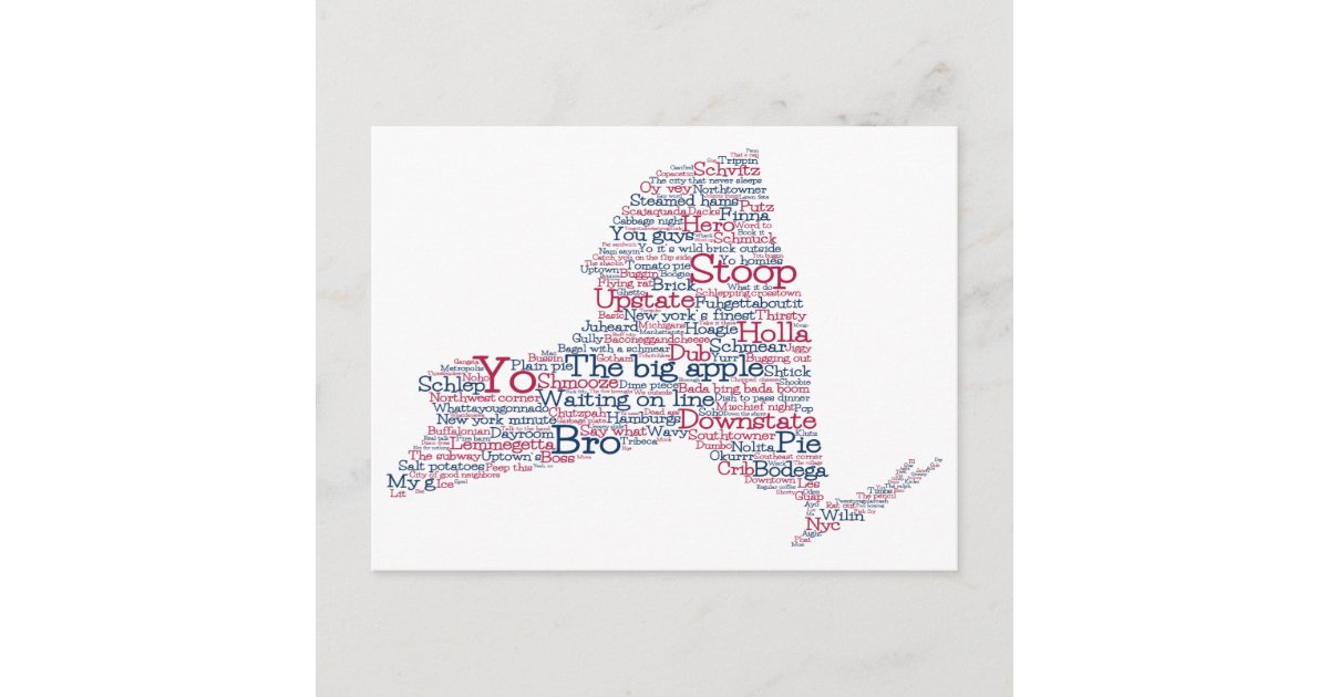 New York USA Slang Word Art Map Postcard | Zazzle