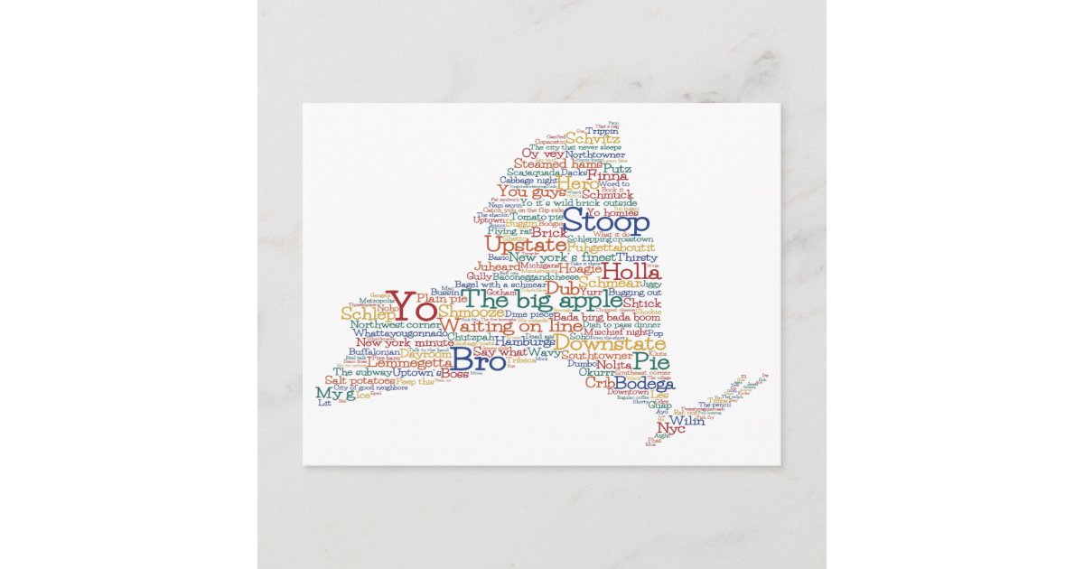 New York USA Slang Word Art Map Postcard | Zazzle