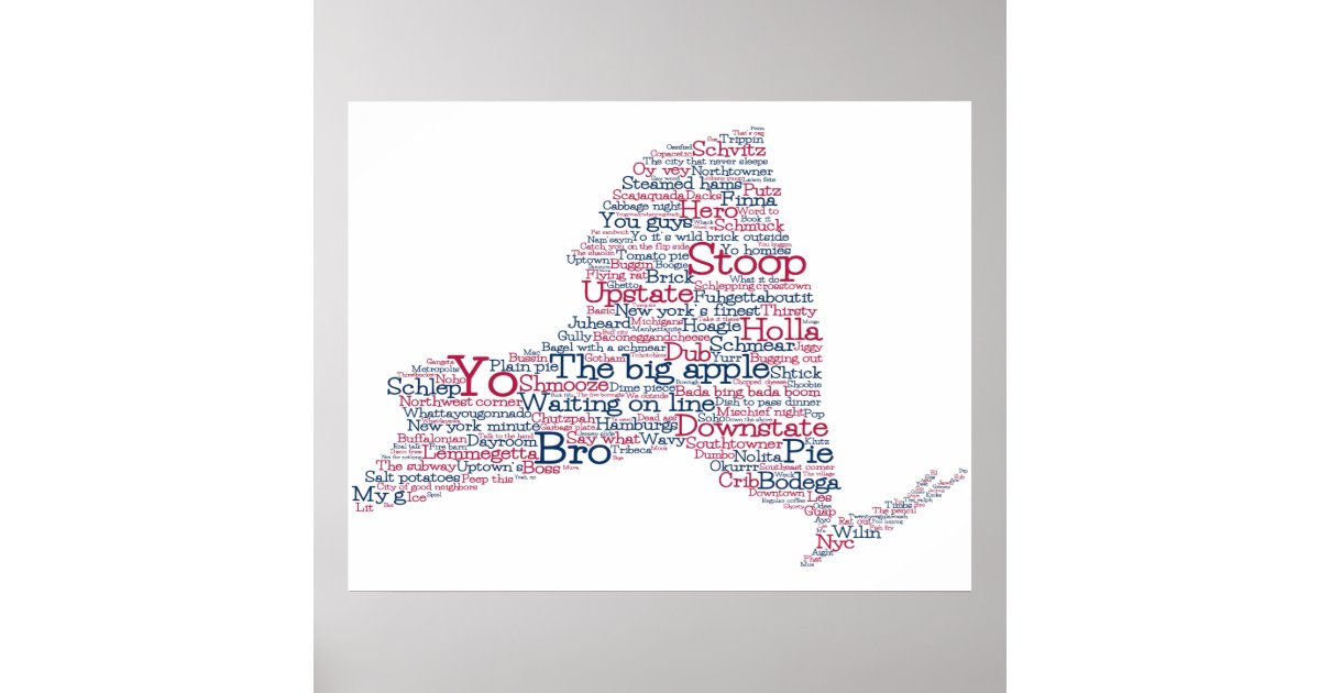 New York USA Slang Word Art Map Poster | Zazzle