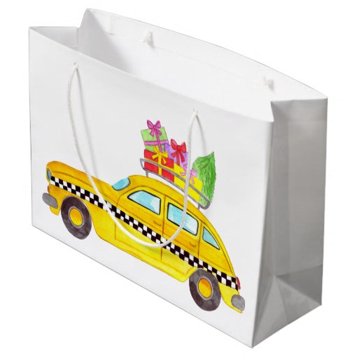 New York Yellow Cab Taxi Christmas Gifts Large Gift Bag | Zazzle